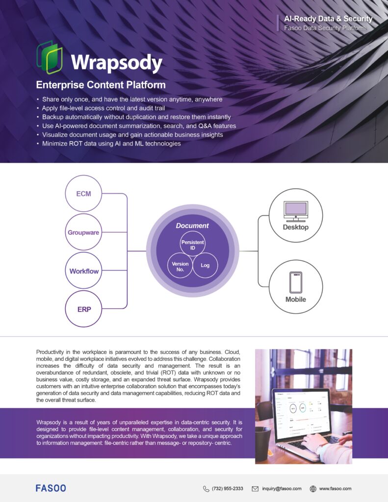 AI ECM, Content Virtualization, Wrapsody | Fasoo Brochure