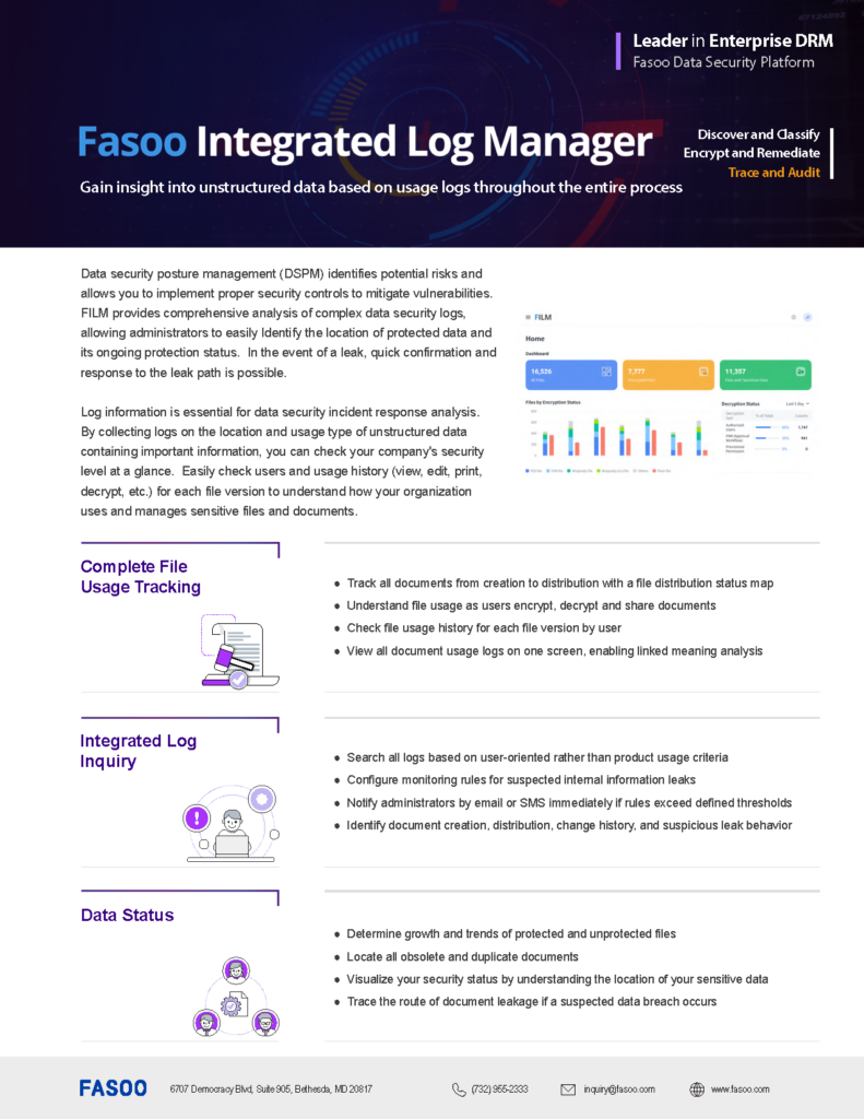 Fasoo Integrated Log Manager | Fasoo Technical Brochure